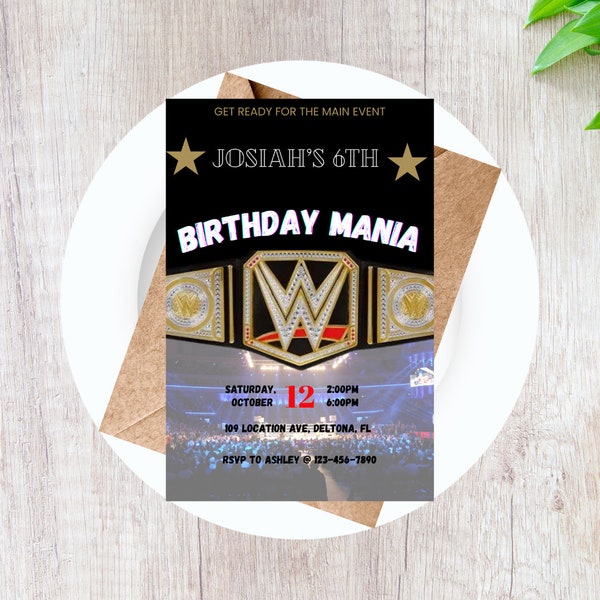 Wwe Birthday Invitations - Etsy