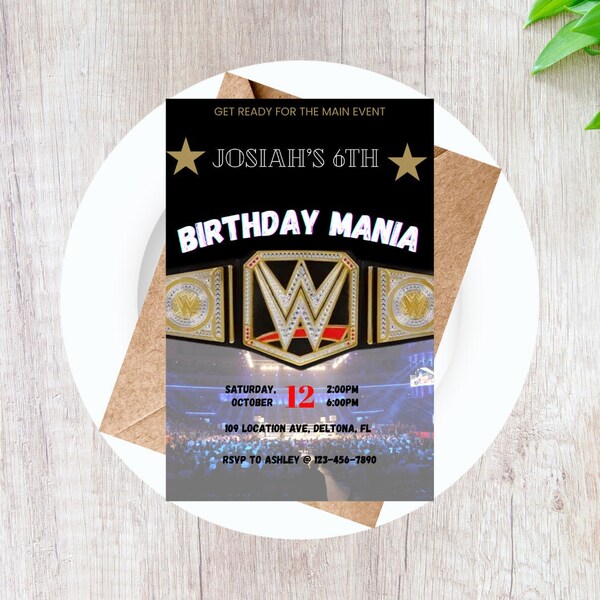 Wwe Birthday Invitations - Etsy