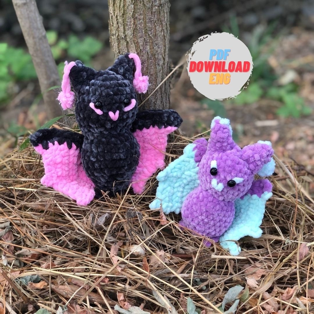 Bat Crochet Pattern, Cute Plush Amigurumi Bat, Halloween Crochet ...