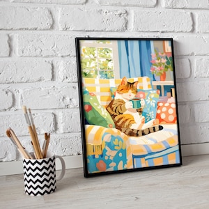 Lovely Tabby Cat Poster of Brown Tabby Cat Wall Art of Cat Gifts for ...