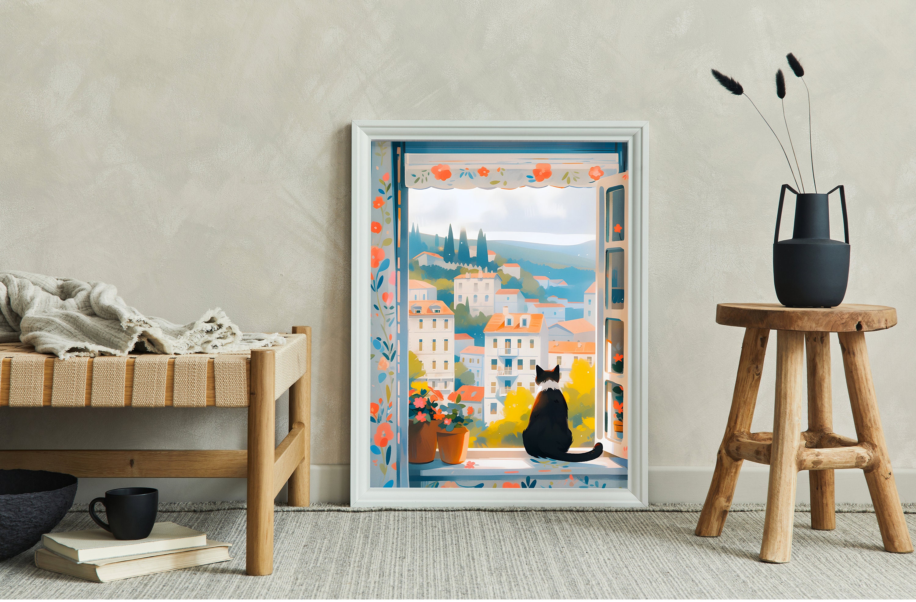 Lovely Cat Poster of Central Europe Landscape Print of Lovely Cat ...