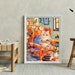 Cozy Tabby Cat Poster of Cat Wall Art of Drink Prints of Cat Painting ...
