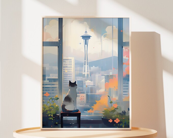 Catzilla Seattle Space Needle - Etsy