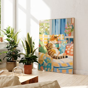 Lovely Tabby Cat Poster of Brown Tabby Cat Wall Art of Cat Gifts for ...