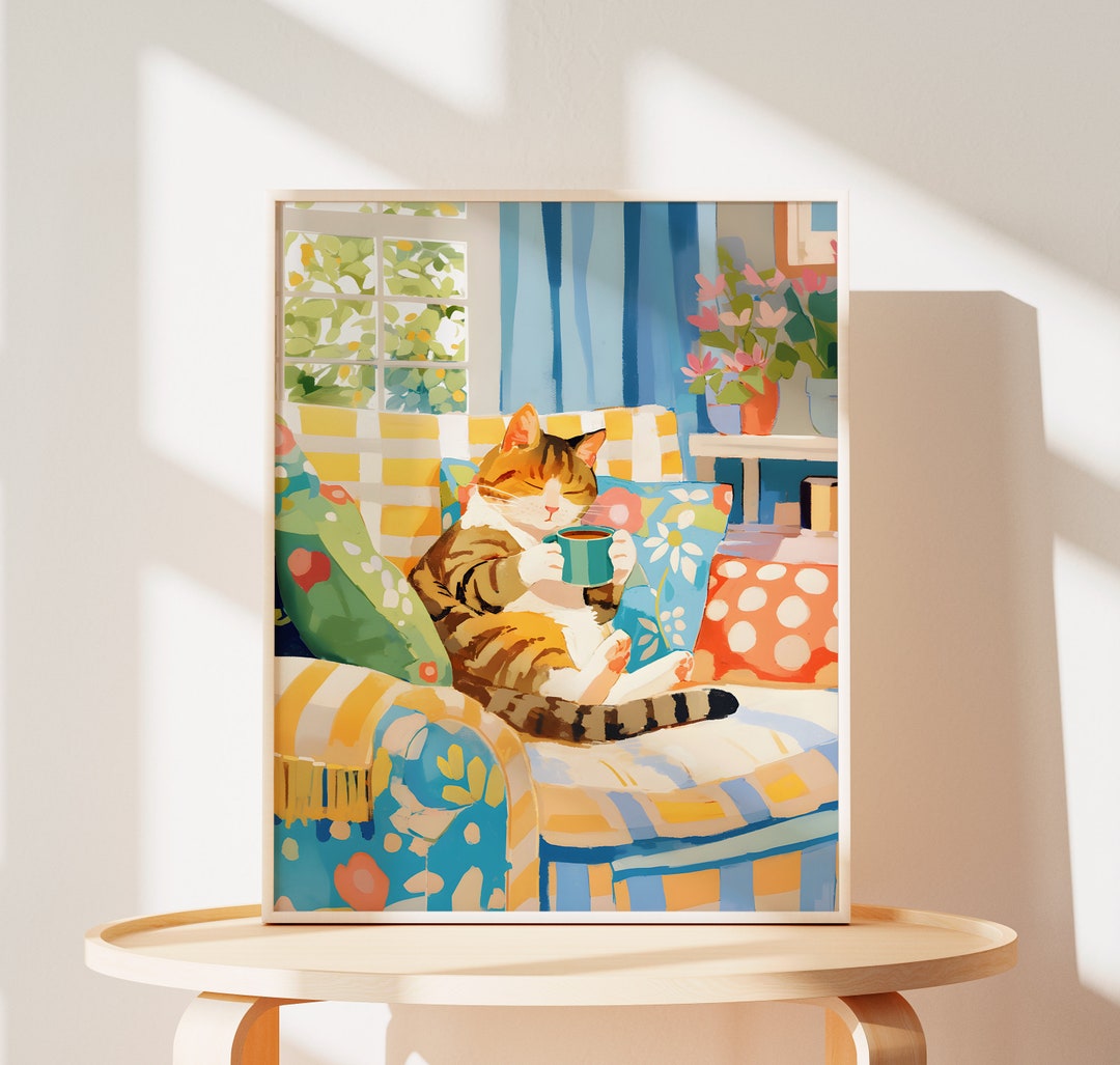 Lovely Tabby Cat Poster of Brown Tabby Cat Wall Art of Cat Gifts for ...