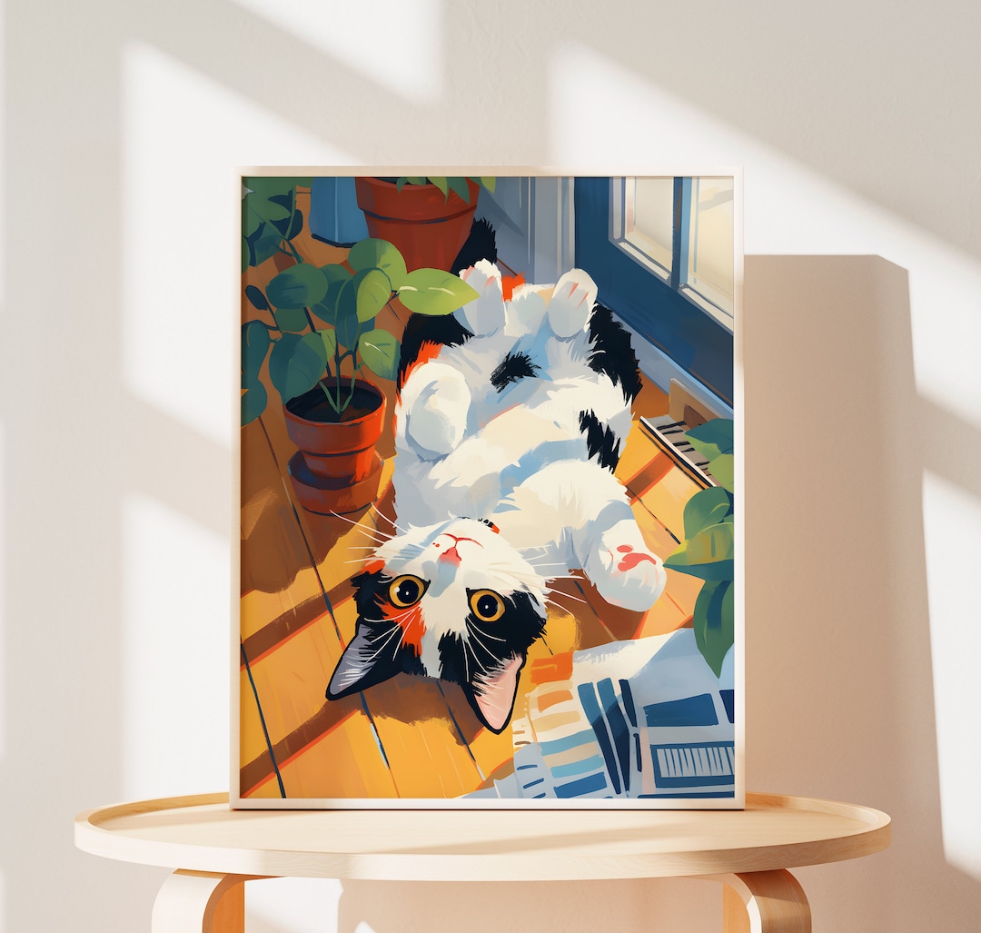 Lovely Cat Art Print of Calico Cat Poster of Cat Home Décor of Cute ...