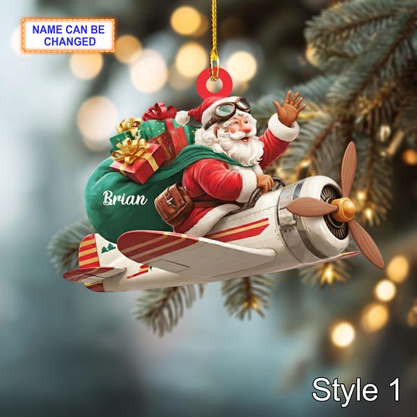 Santa in Airplane - Etsy