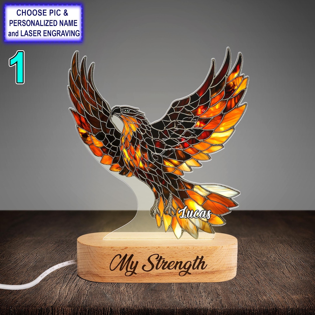 Personalized Flying Eaglel Acrylic Night Light With Name Engraving ...