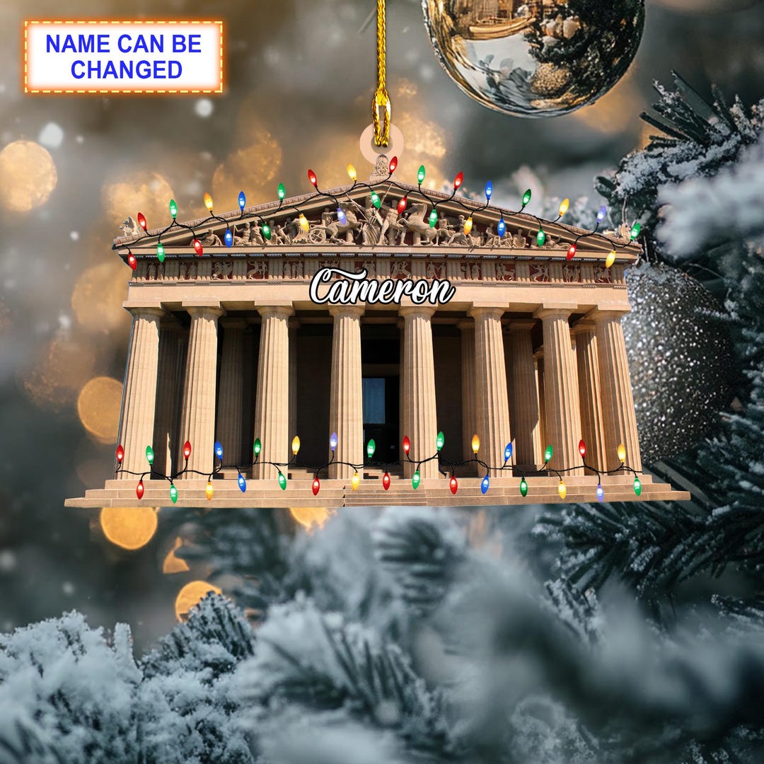 Custom Name Parthenon With Christmas Lights Personalized Ornament ...