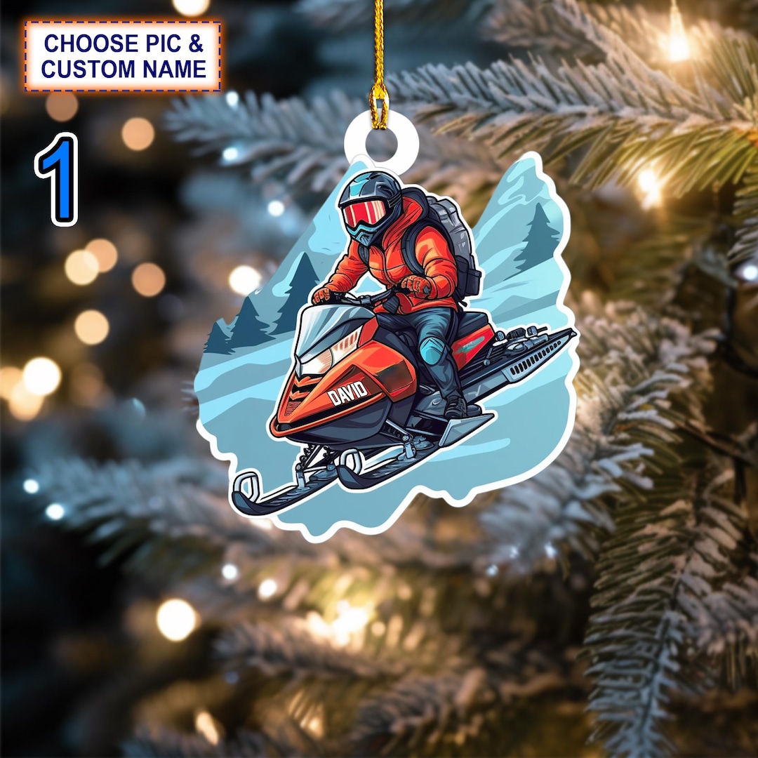 Custom Name Snowmobile Rider Christmas Ornament, Christmas Tree Hanging ...