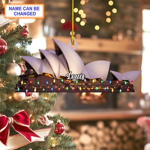 Custom Name Sydney Opera House With Christmas Lights Personalized ...