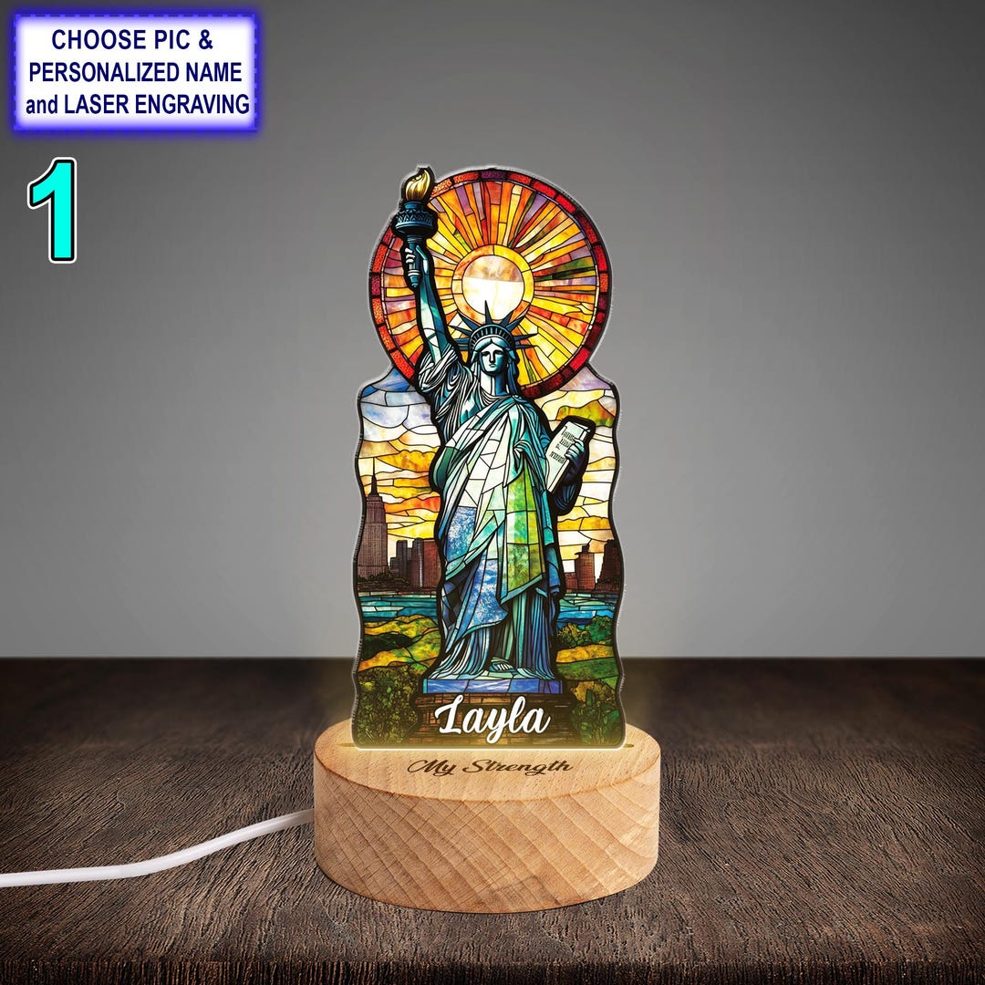 Personalized Statue of Liberty Acrylic Night Light With Name Engraving ...