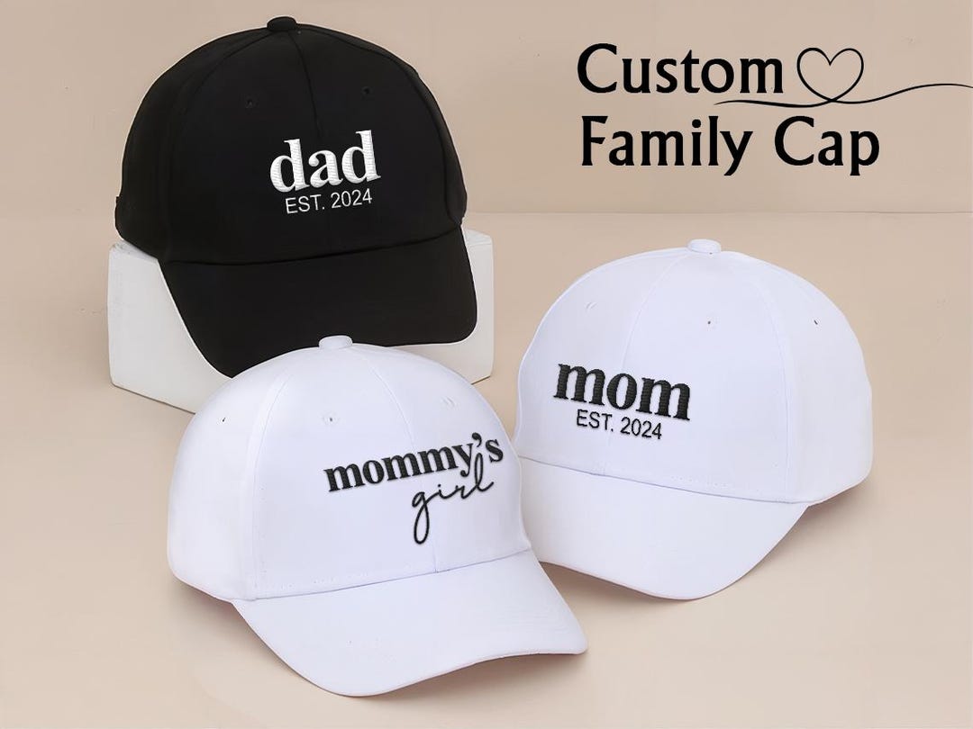 Dad and Daddy's Girl Est Year Embroidered Cap, Personalized Couple Hat ...
