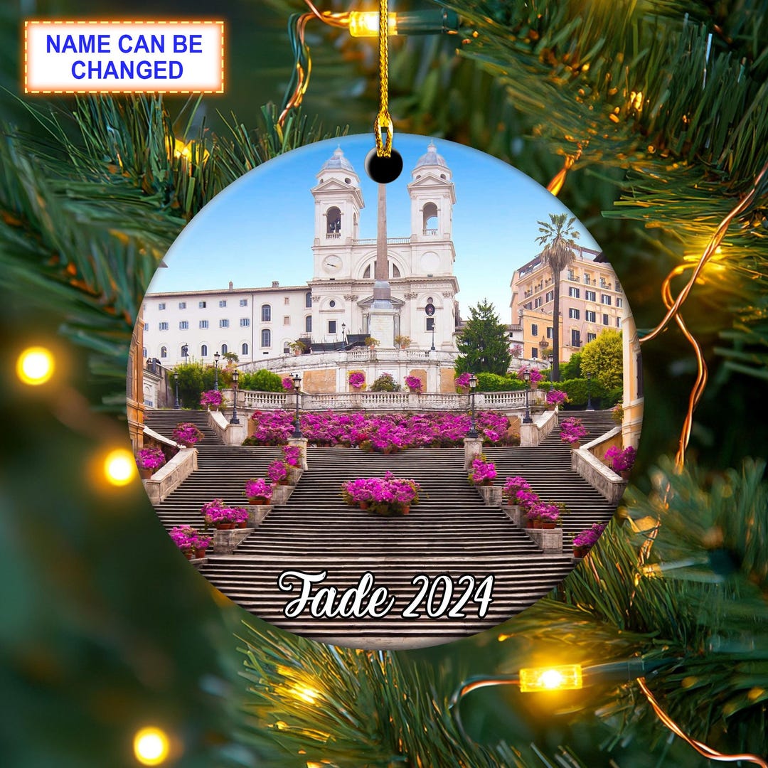 Custom Name Spanish Steps Purple Flowers Christmas Ornament, Christmas ...