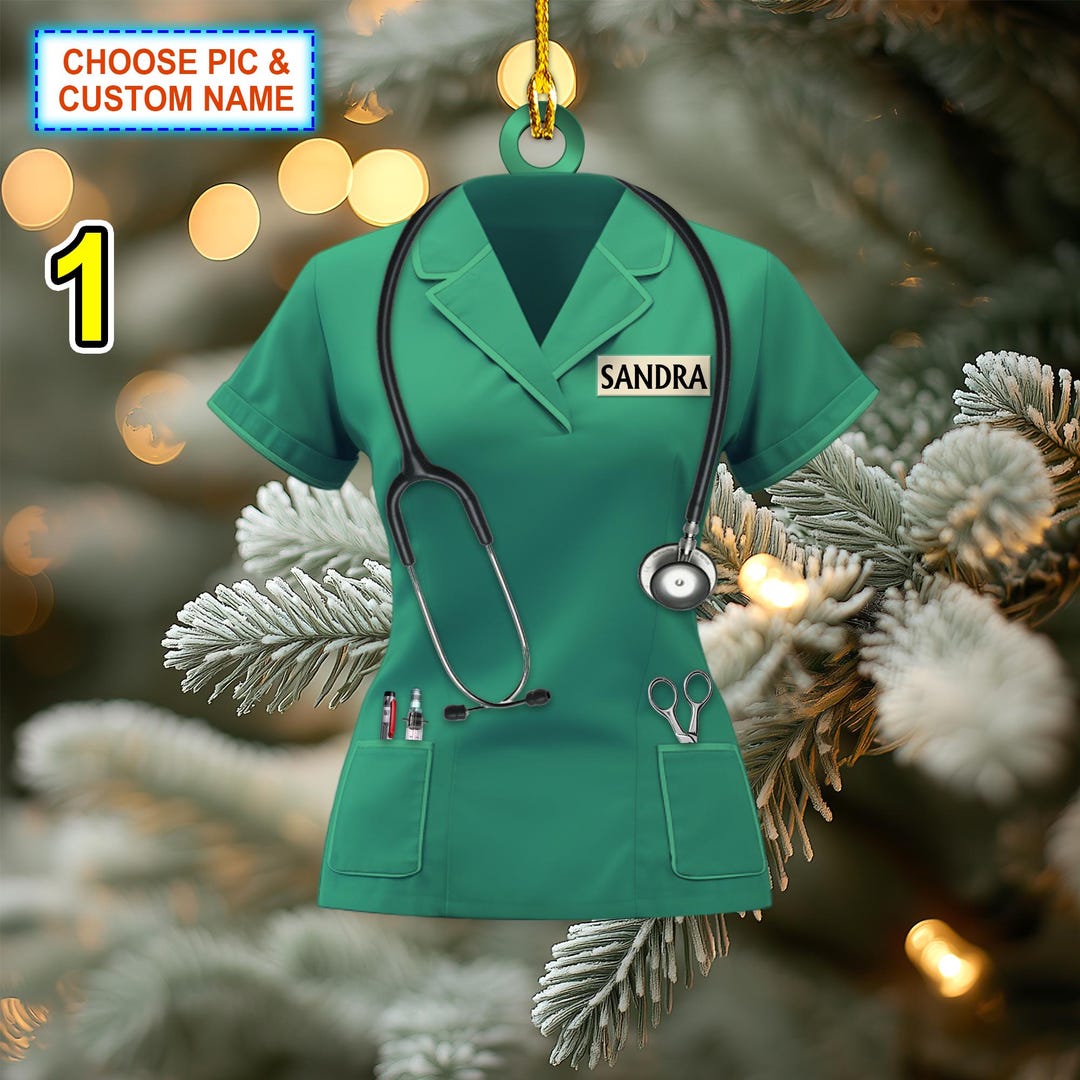 Custom Name Nurse Scrubs Christmas Ornament, Christmas Tree Hanging ...