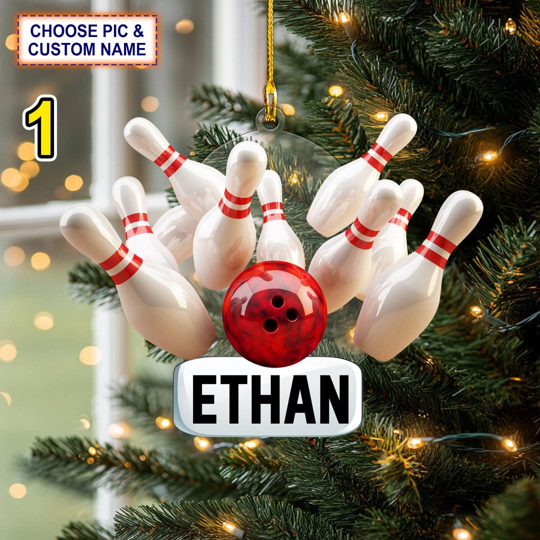 Custom Name Bowling Strike Personalized Ornament, Christmas Tree ...