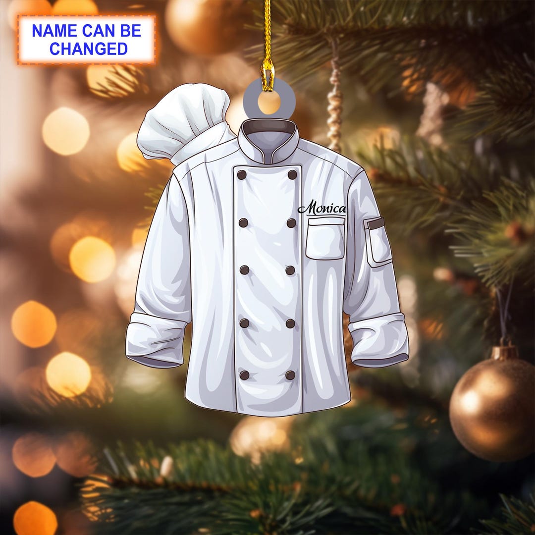 Custom Name Chef White Uniform Personalized Ornament, Christmas Tree ...