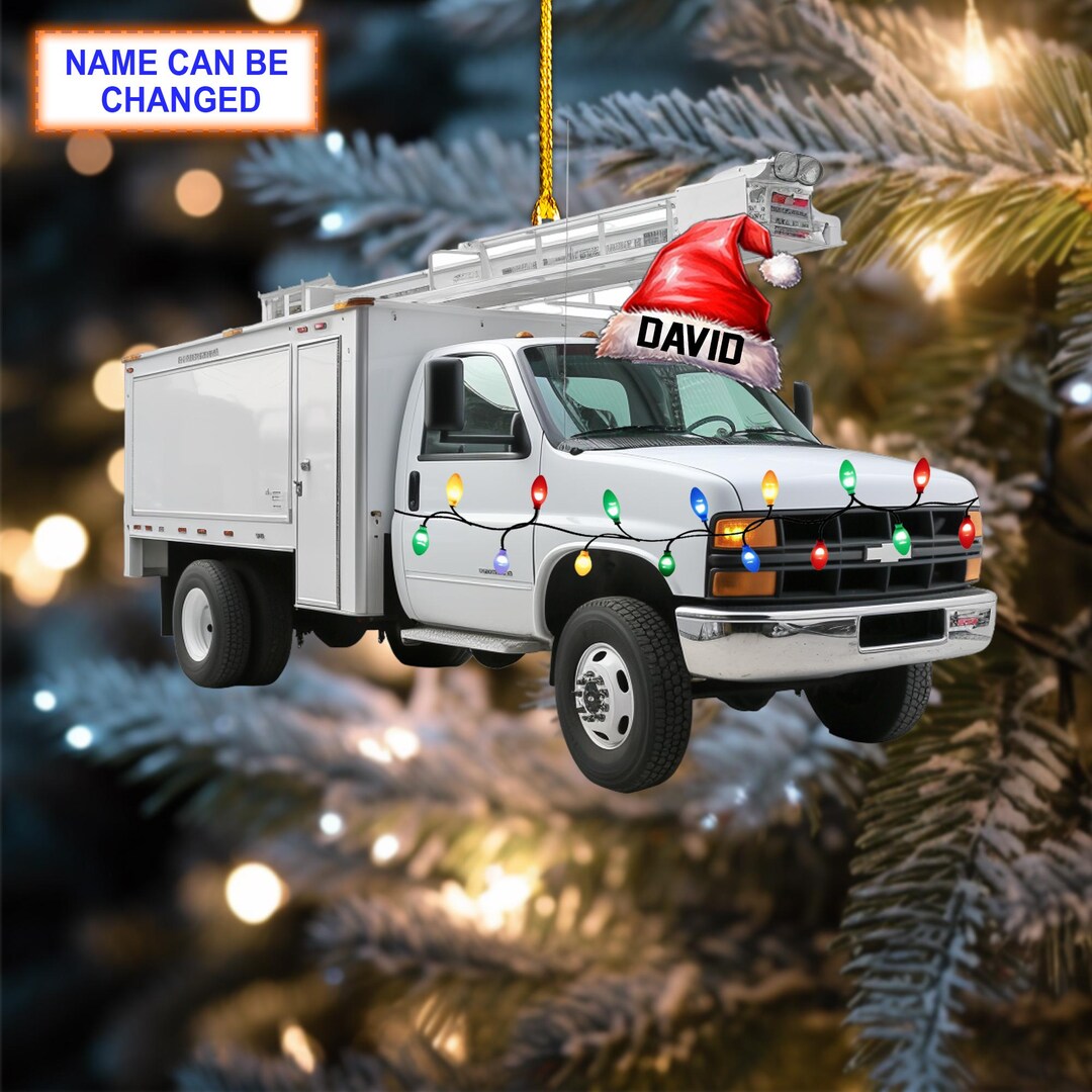Custom Name Bucket Truck Personalized Ornament, Christmas Tree Hanging ...