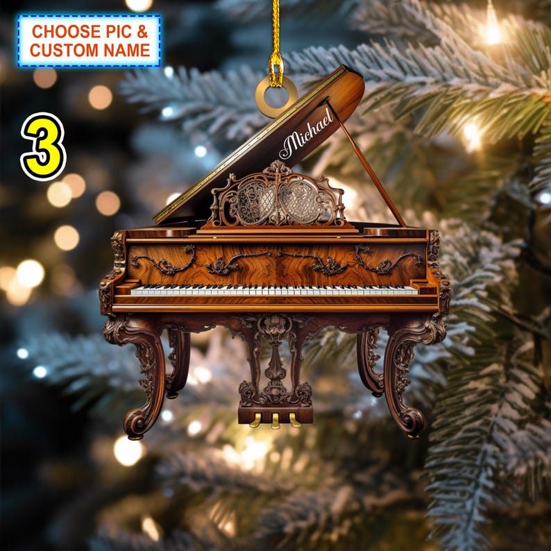 Custom Name Piano Christmas Ornament, Christmas Tree Hanging Decor ...