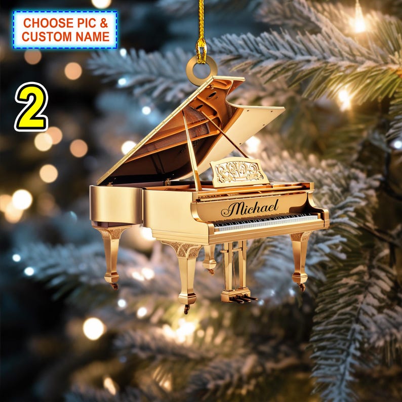 Custom Name Piano Christmas Ornament, Christmas Tree Hanging Decor ...
