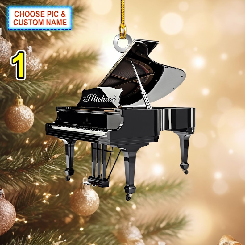 Custom Name Piano Christmas Ornament, Christmas Tree Hanging Decor ...