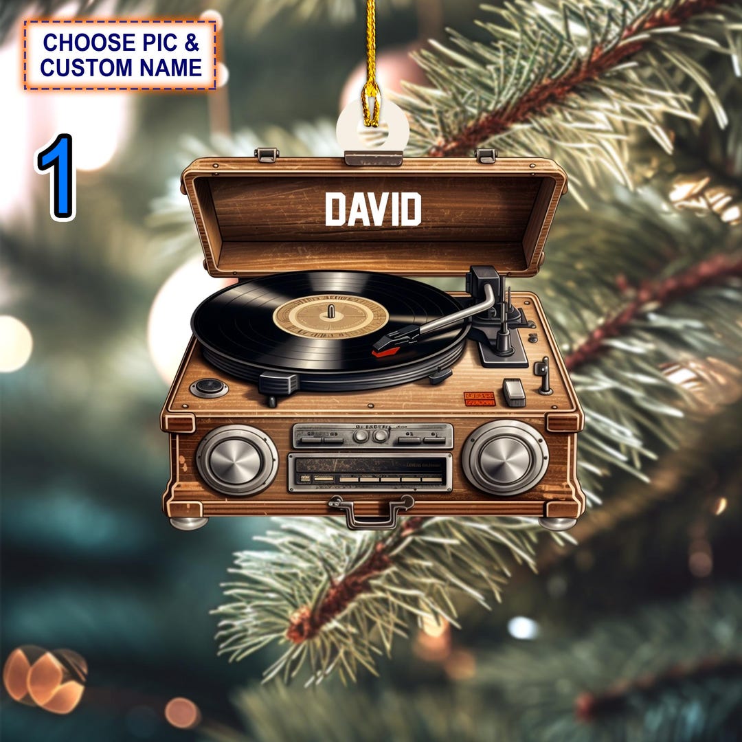 Custom Name Vinyl Record Player Christmas Ornament, Christmas Tree ...