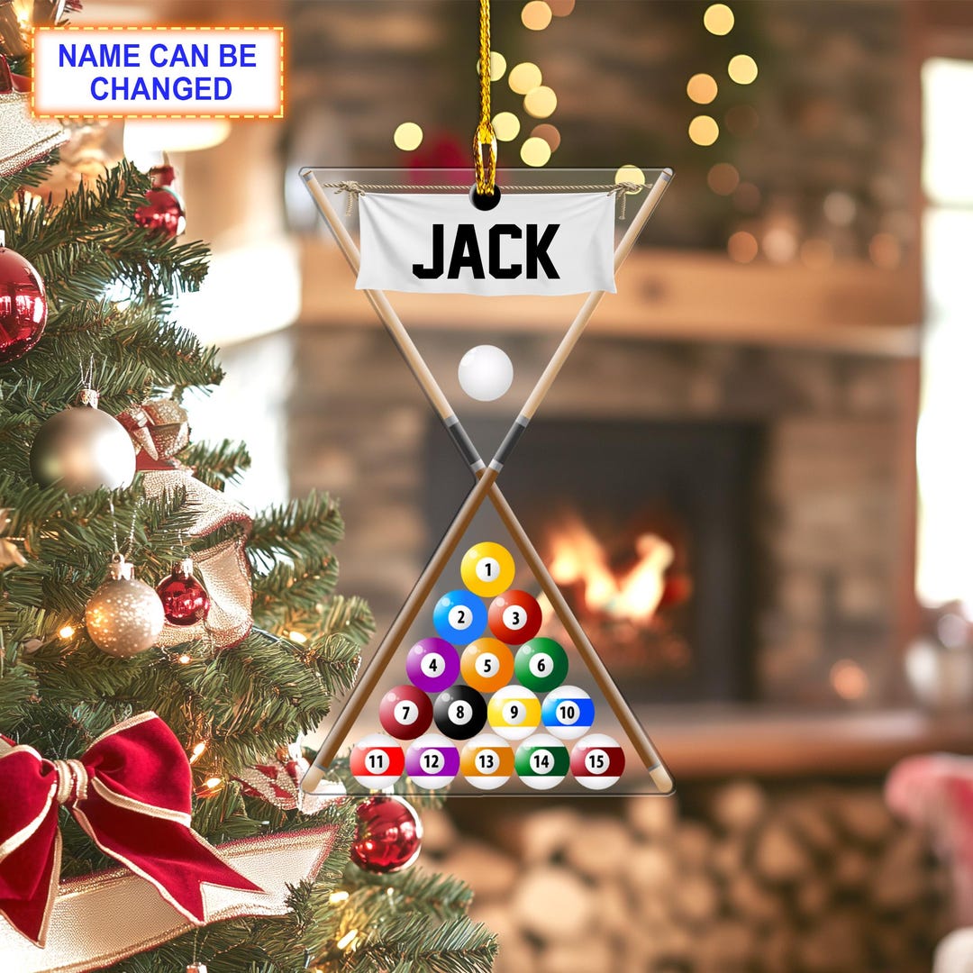 Custom Name Billiard Balls Cue Stick Personalized Ornament, Christmas ...