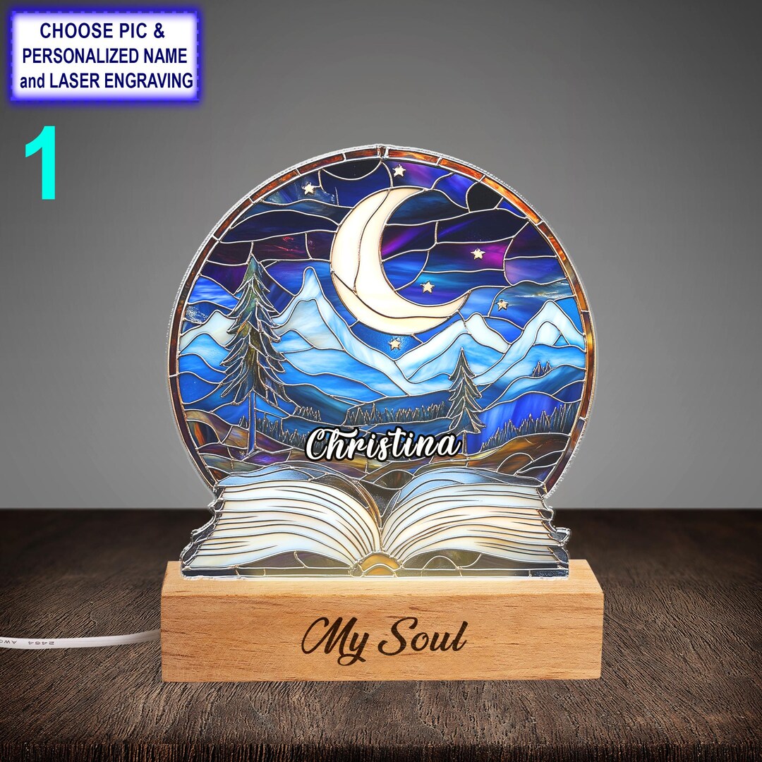 Personalized Night Court Acrylic Night Light With Name Engraving, Beech ...