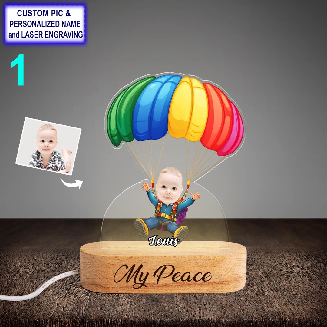 Funny Custom Skydiving Night Light – Personalized Parachute LED Lamp ...