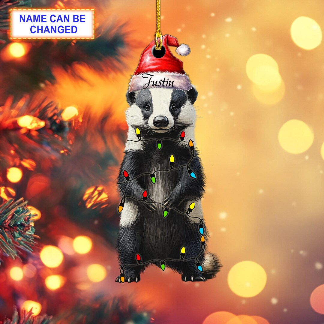 Custom Name Honey Badger Personalized Ornament, Christmas Tree Hanging ...