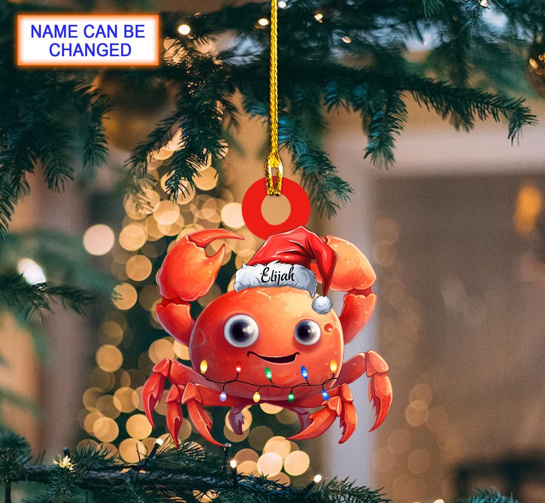 Custom Name Crab Xmas Personalized Ornament, Christmas Tree Hanging ...