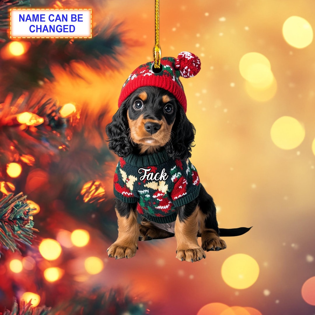 Custom Name Black and Tan Cocker Spaniel Xmas Christmas Ornament ...