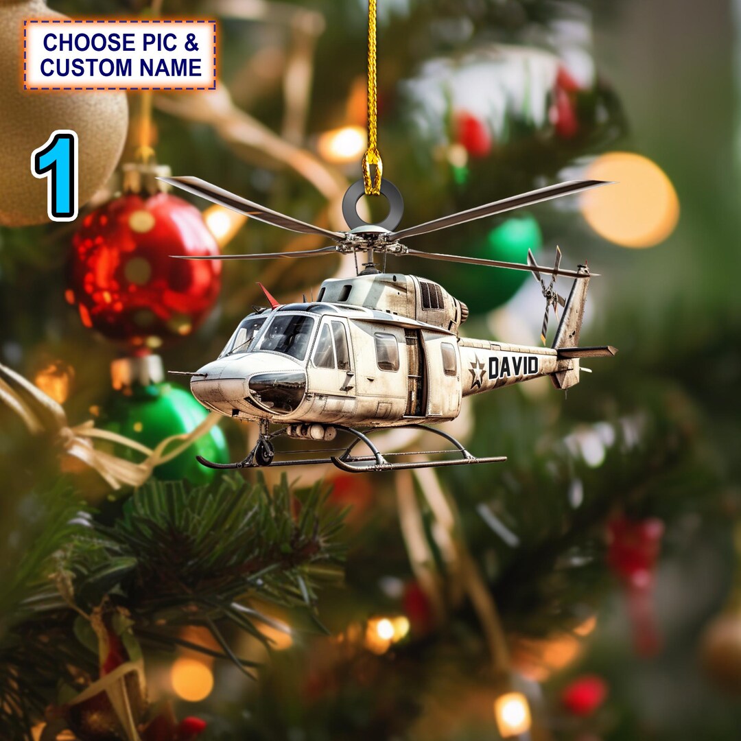 Custom Name Veteran Helicopter Christmas Ornament, Christmas Tree ...