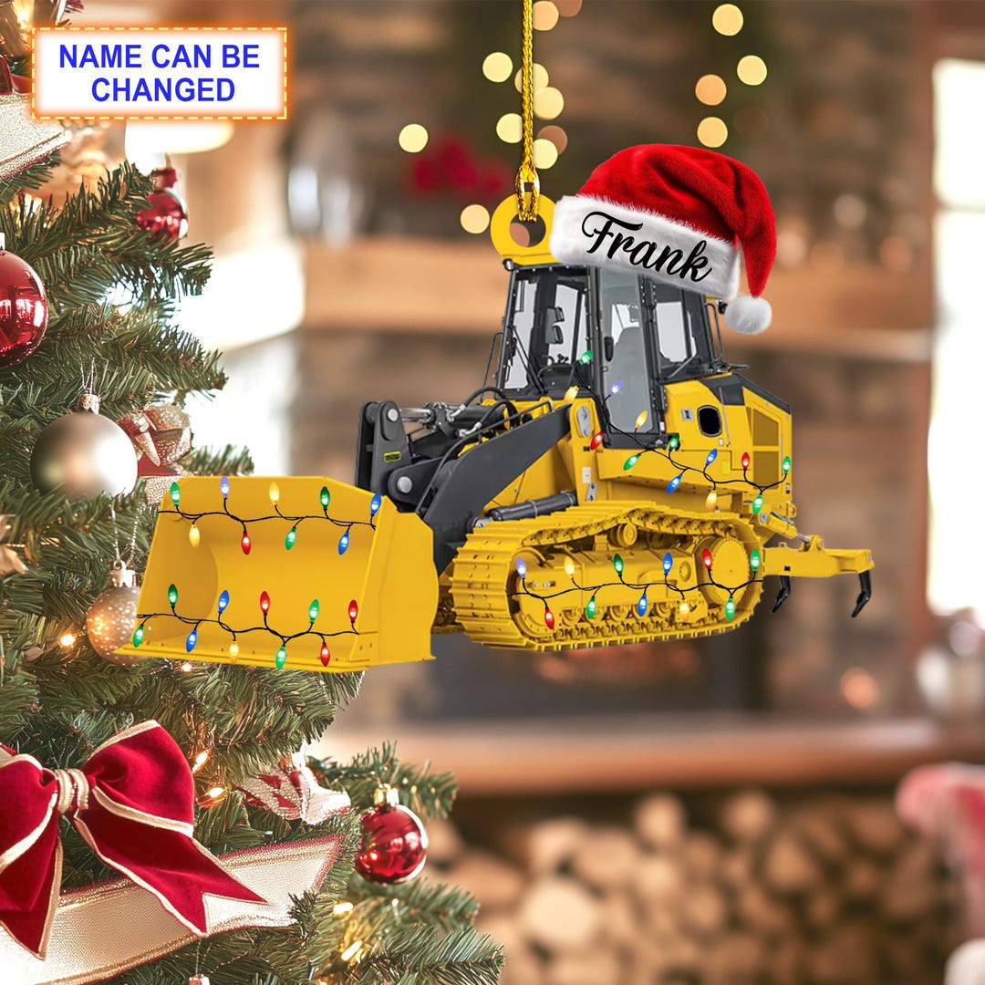 Custom Name Crawler Loader With Santa Hat and Christmas Lights Ornament ...