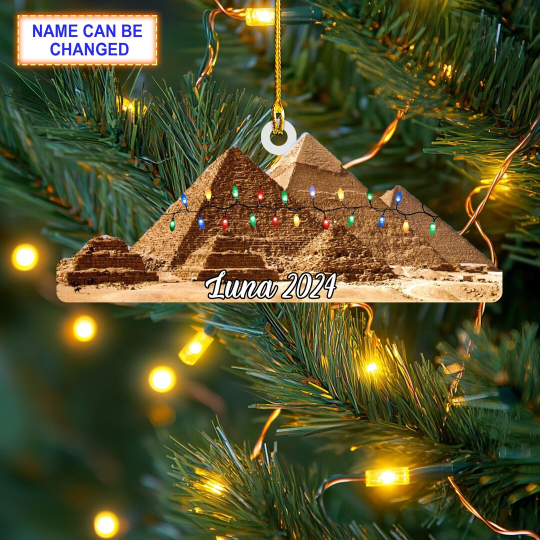 Custom Name Great Pyramid of Giza With Christmas Lights Christmas ...