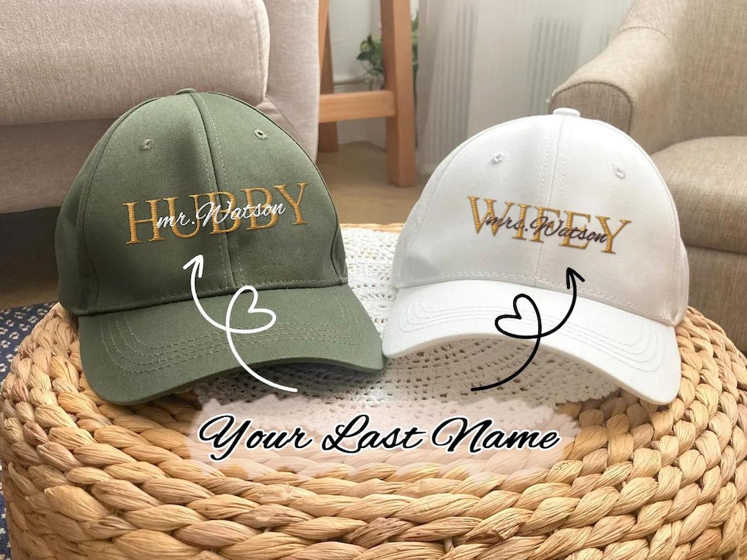 Wifey Hubby Custom Last Name Embroidered Cap, Personalized Couple Hat ...