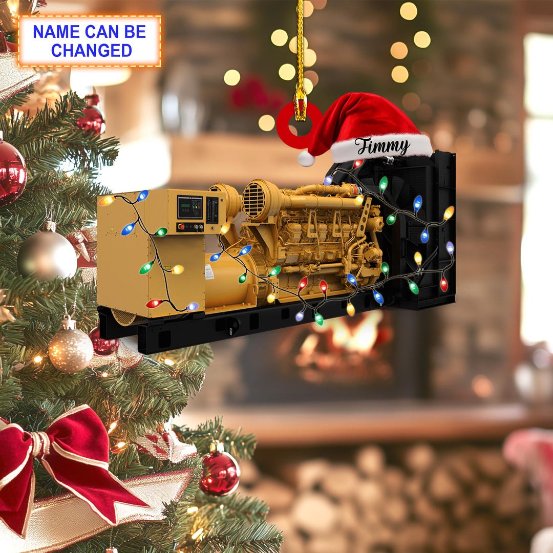 Custom Name Industrial Generator With Santa Hat Christmas Lights ...