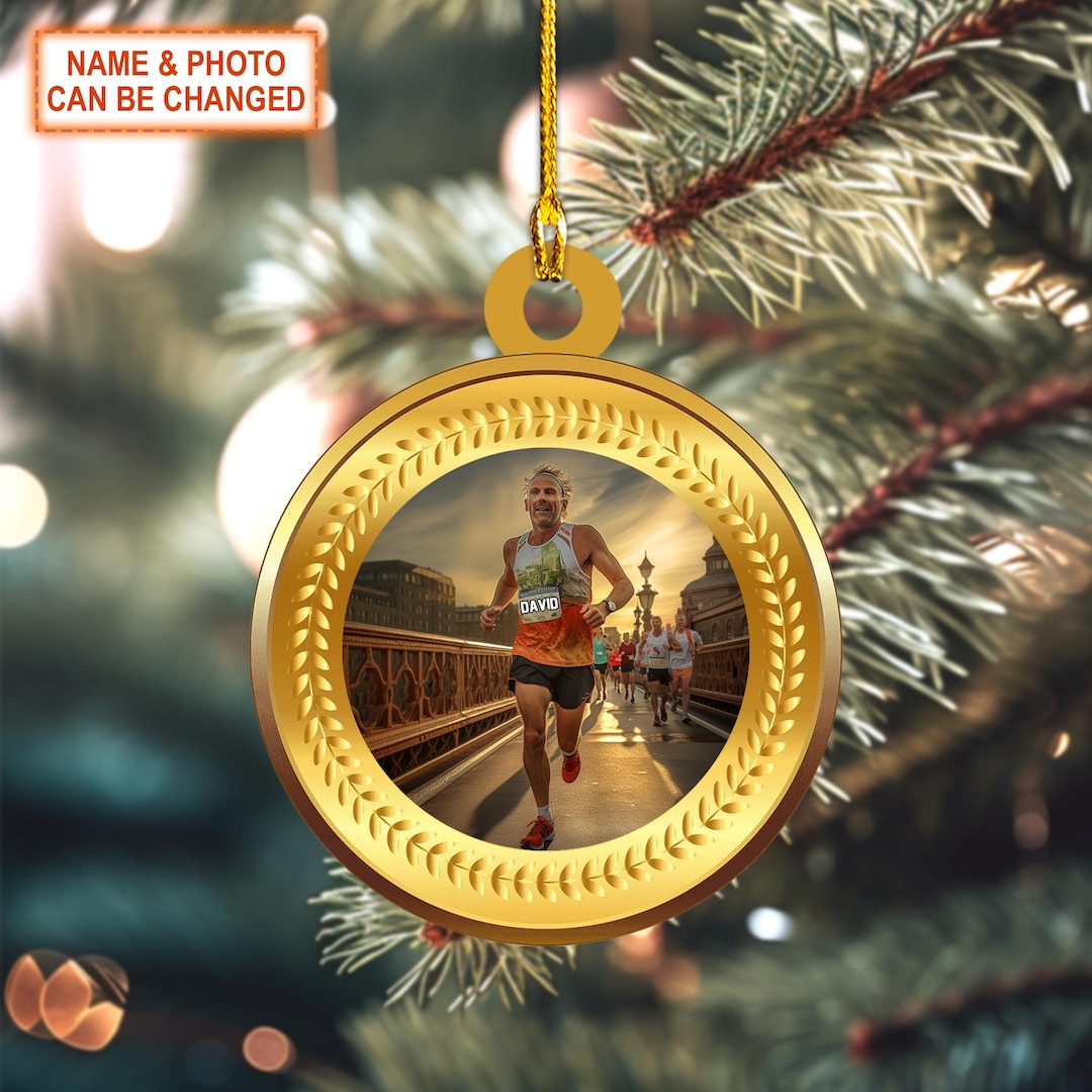 Custom Name Marathon Medal Personalized Ornament, Christmas Tree ...
