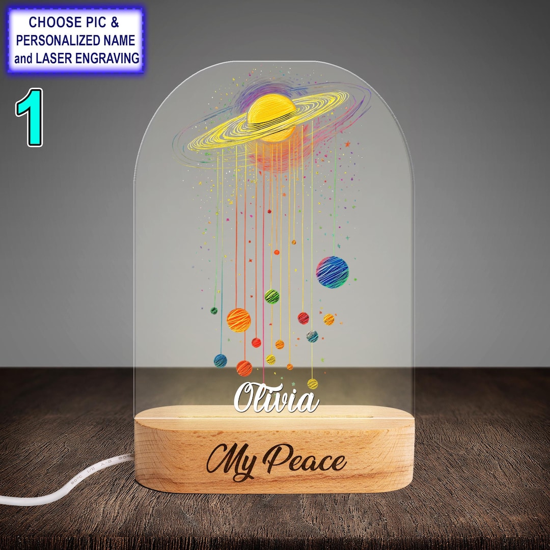 Personalized Solar System Colorful Acrylic Night Light With Name ...