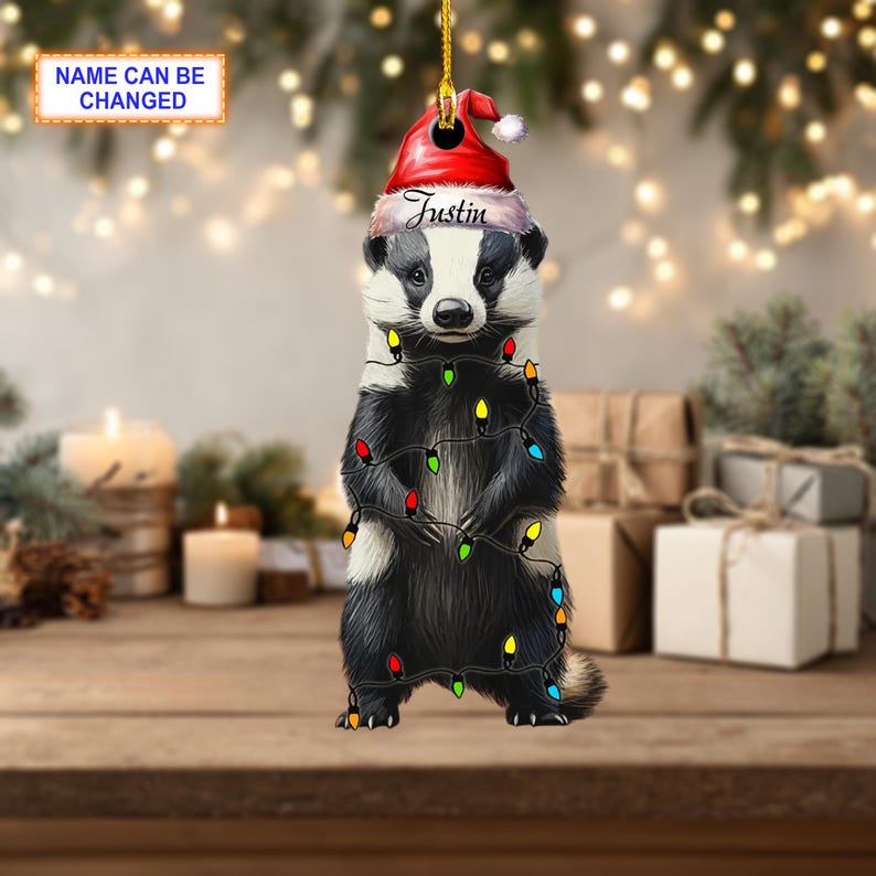 Custom Name Honey Badger Personalized Ornament, Christmas Tree Hanging ...