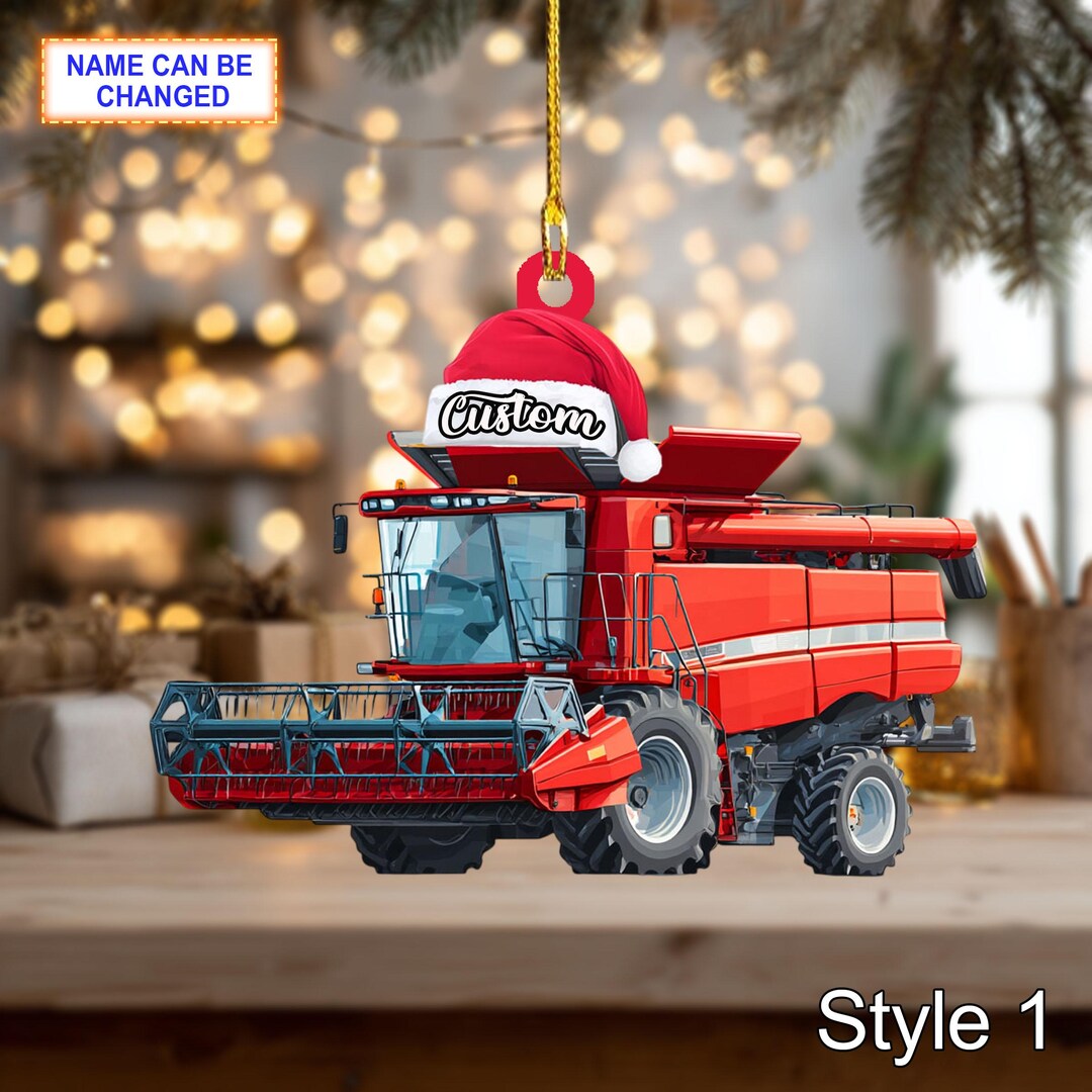 Farmer Combine Harvester Acrylic 2D Flat Christmas Ornament, Festive ...