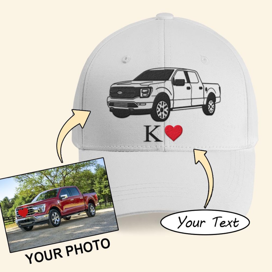 Custom Car Photo Outline Embroidered Hat, Personalized Your Photo ...