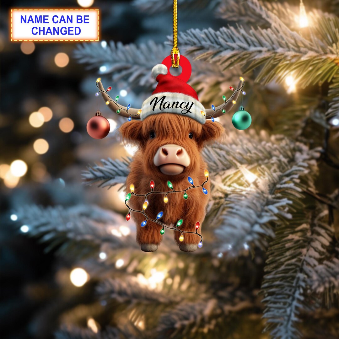 Custom Name Cute Bison Personalized Ornament, Christmas Tree Hanging ...
