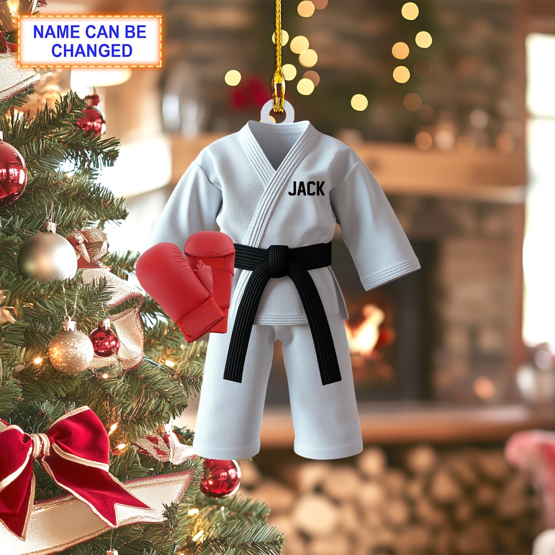 Custom Name Karate Suit Black Belt Personalized Ornament, Christmas ...