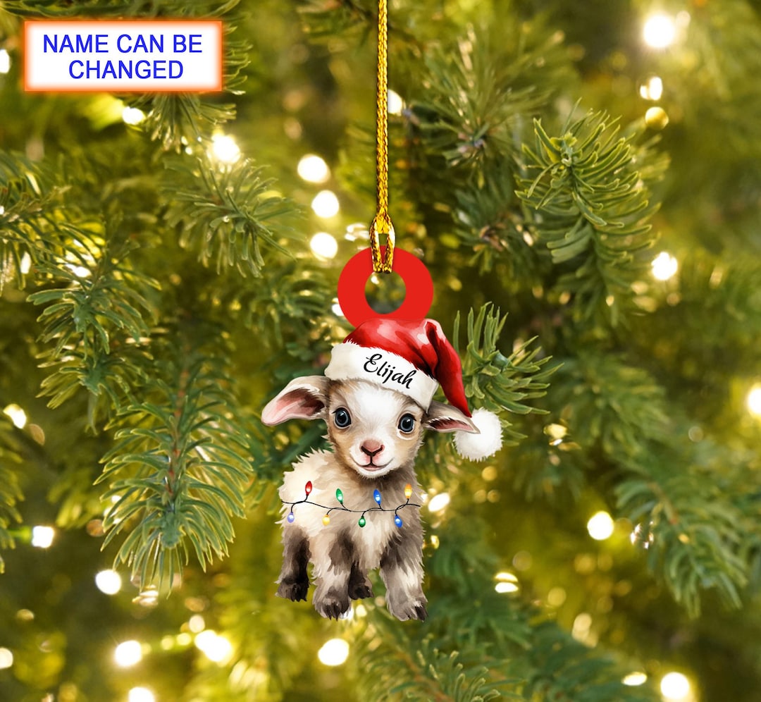 Custom Name Cute Goat Xmas Personalized Ornament, Christmas Tree ...