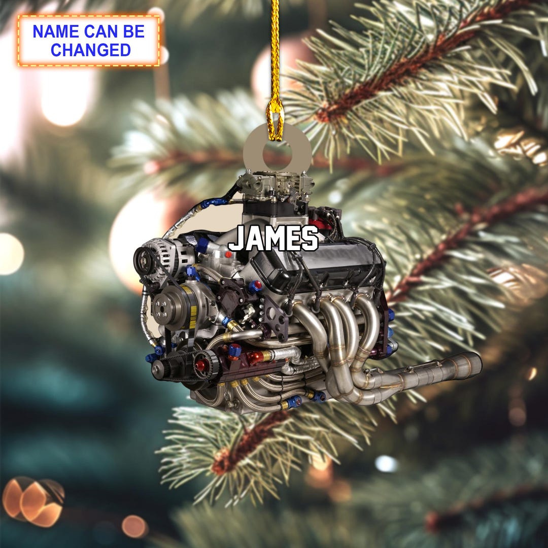Custom Name Racing Car Engine Personalized Ornament, Christmas Tree ...