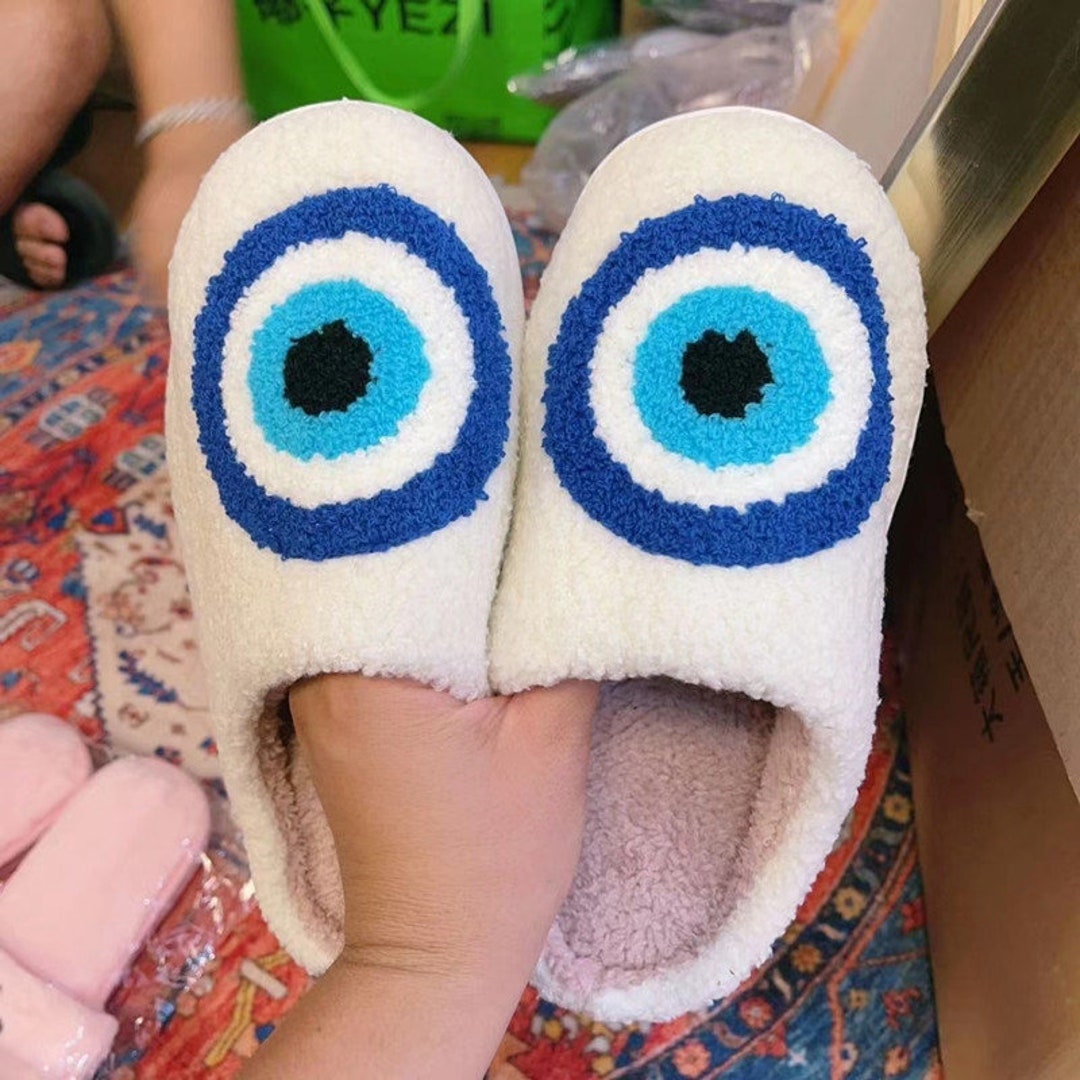 Embroidered Evil Eye Women's Slippers Evil Eye Slippers - Etsy