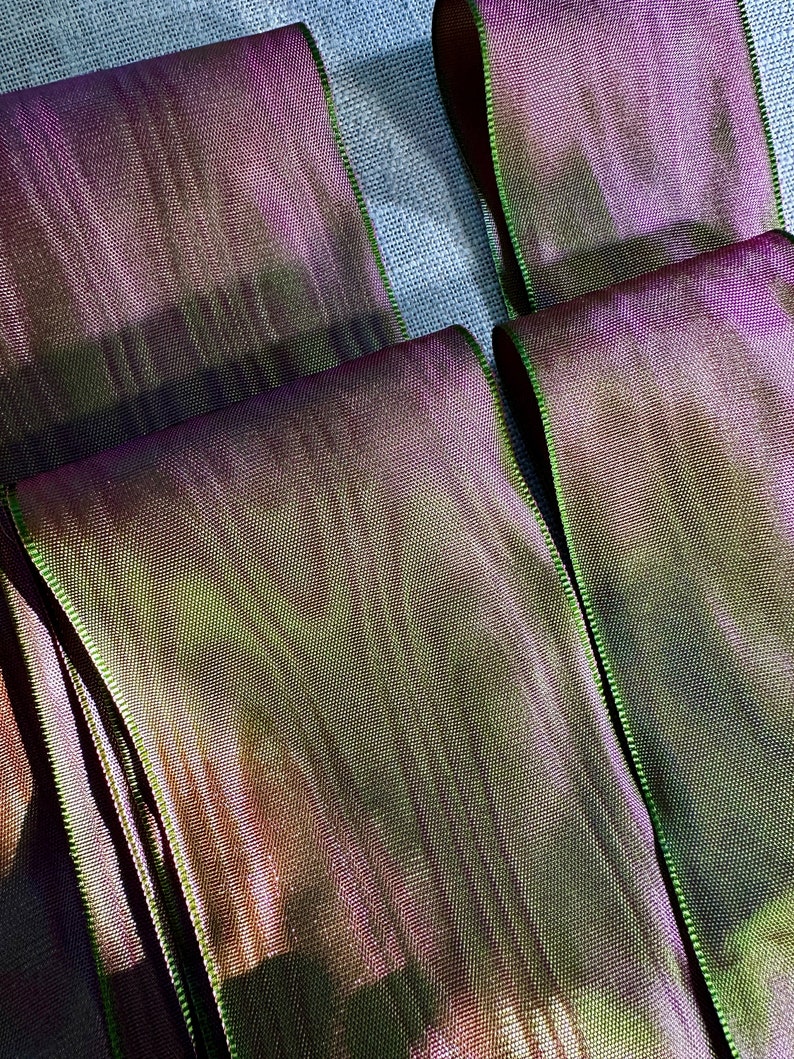 Moiré Ribbon in Three Different Widths Changeable Pink and Green - Etsy