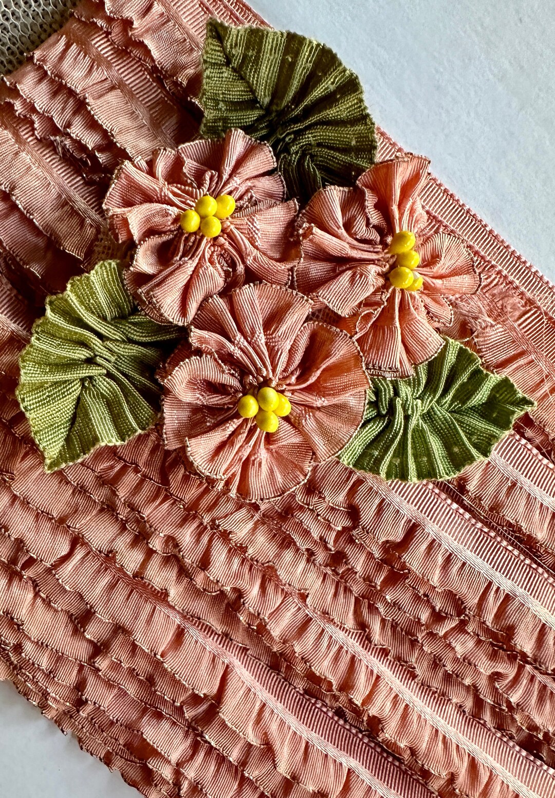 Antique Silk Ruffled Ribbon Gold Metal Edge - Etsy