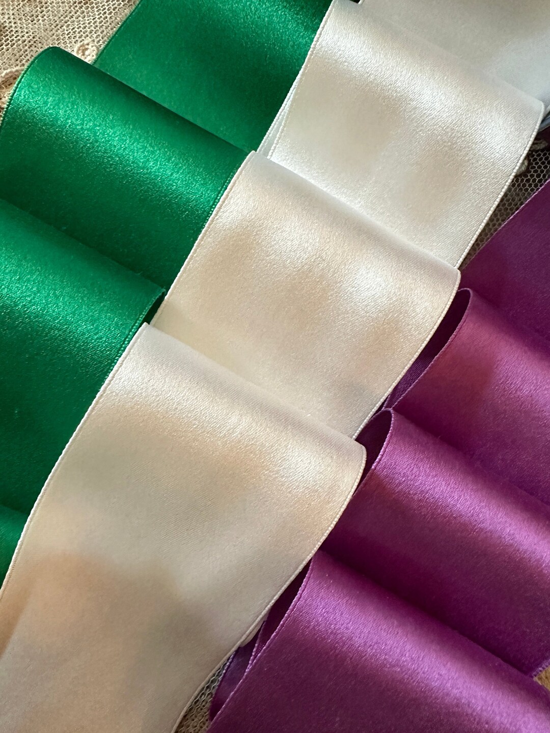 Silk Satin Ribbons Suffragette Colors - Etsy